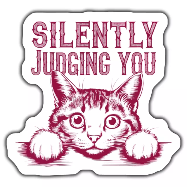 Cat Sticker, Silently Judging You Sticker, Cat Vinyl Decal, Laptokindle ...