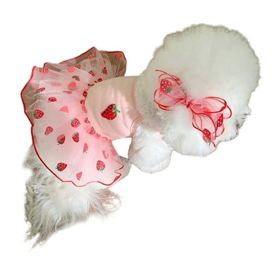 Cat Strawberry Elegant Ruffle Dress Princess Bowknot Elegant Puppy ...