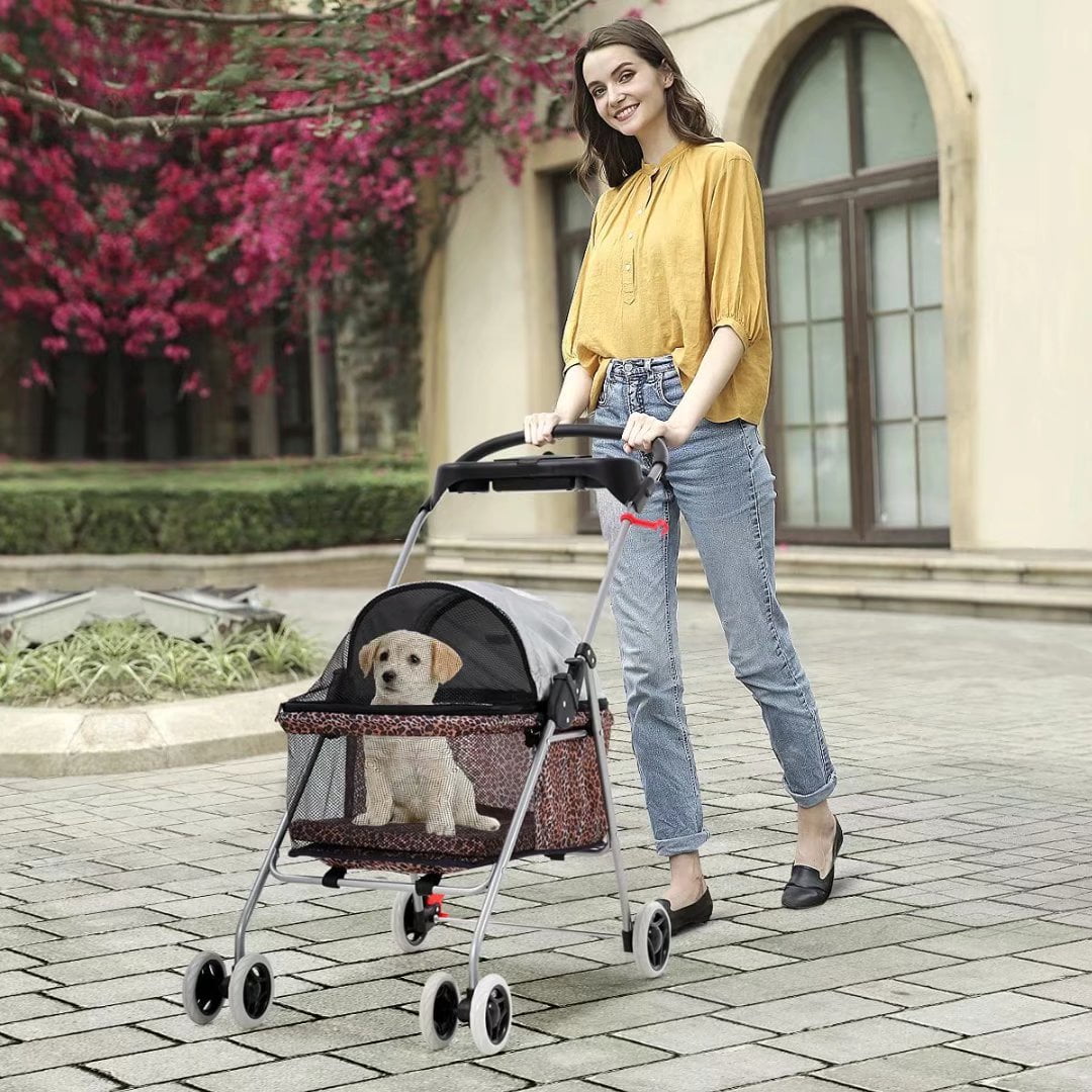 Walmart Leopard Skin Pet Stroller for Small Cats and Dogs with Big ...