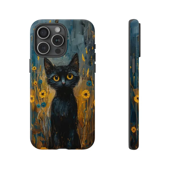 Cat Sunflowers Cute Artwork Phone Case 11 12 13 14 15 16 17 Pro Max ...