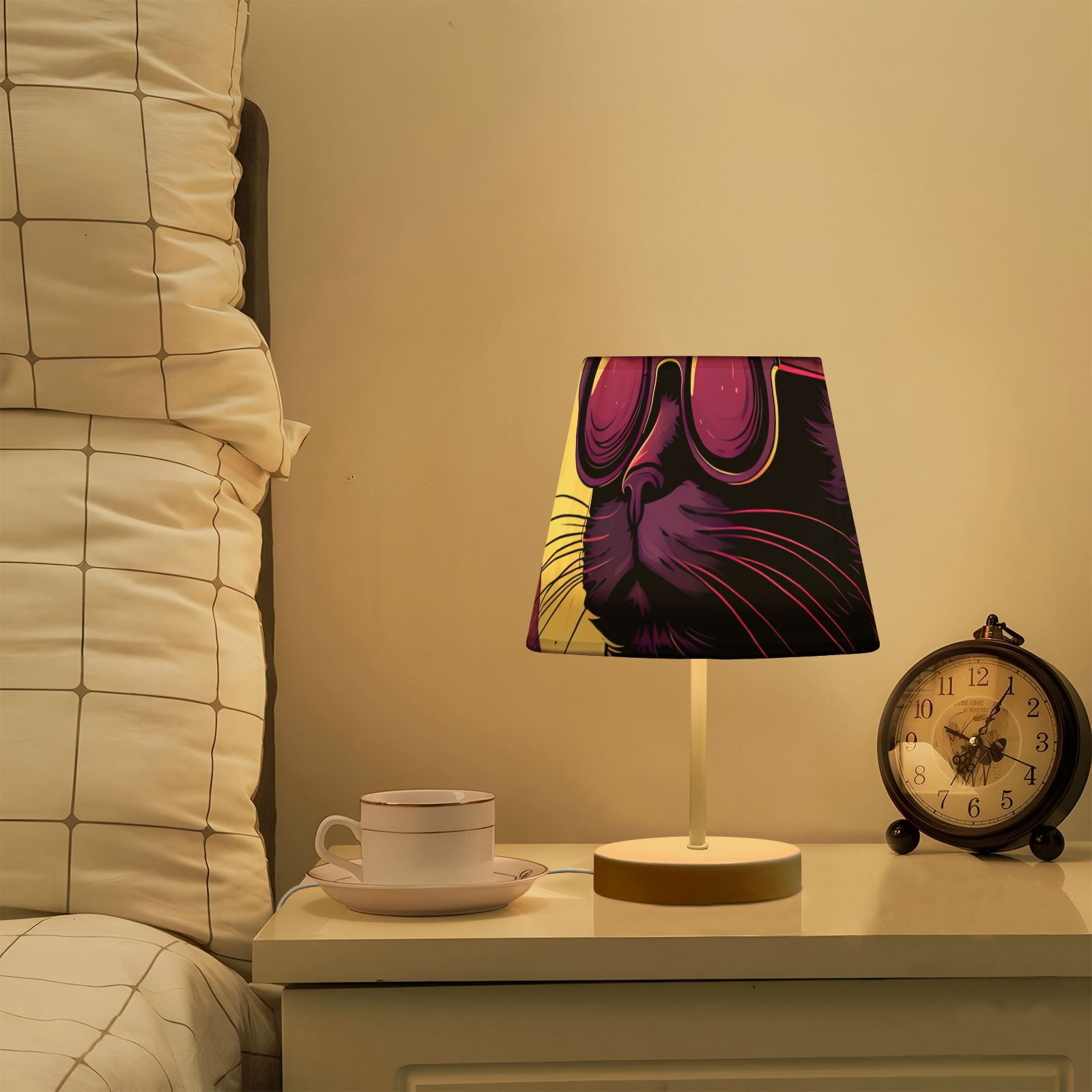 Cat Sunglasses Purple LED Desk Lamp Table Lamp USB Bedside Nightstand ...
