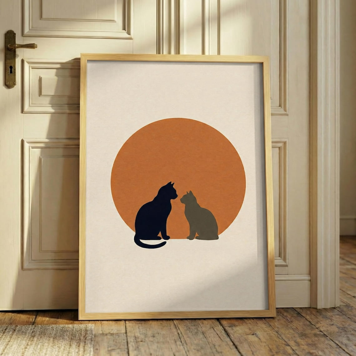 Cat Sunset Minimalist Pet Boho Sun Mid Century Cat Silhouette Romantic ...