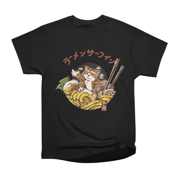 Cat Surfing Ramen T-Shirt Tee Gift For Him Merch For Her Apparel For ...