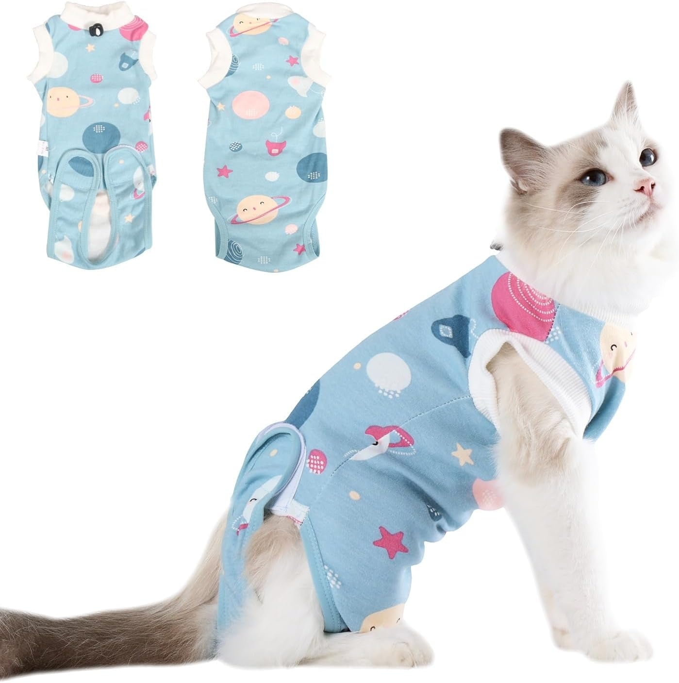 Cat Surgery Recovery Suit, Anti Licking Postoperative Onesie with Roll ...