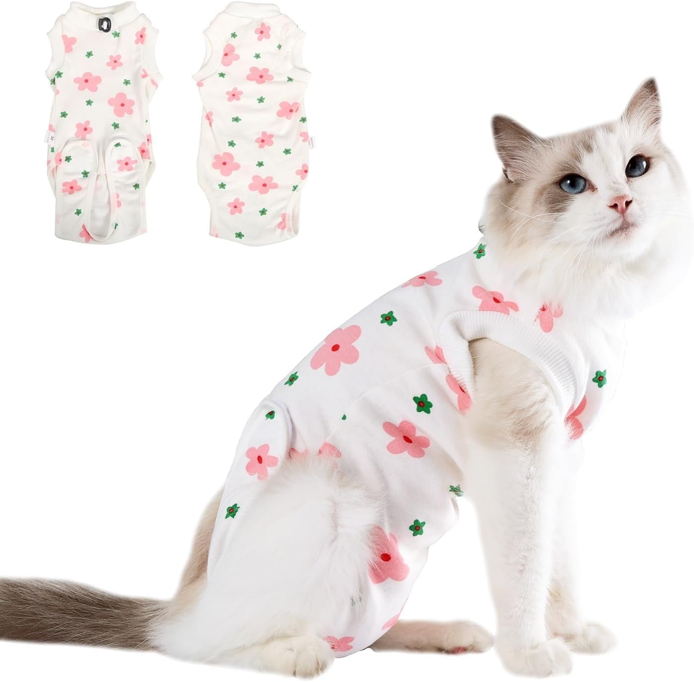 Cat Surgery Recovery Suit, Anti Licking Postoperative Onesie with Roll ...