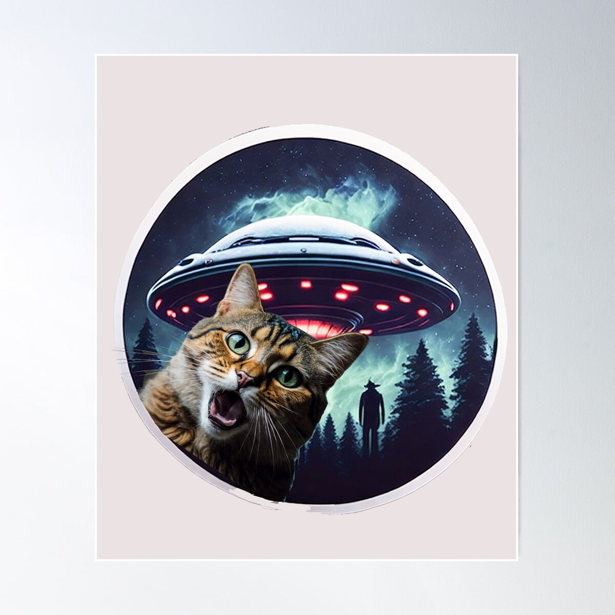 Cat Surprised By Alien Invasion ,Ufo S Poster Wall Art, Modern Wall ...