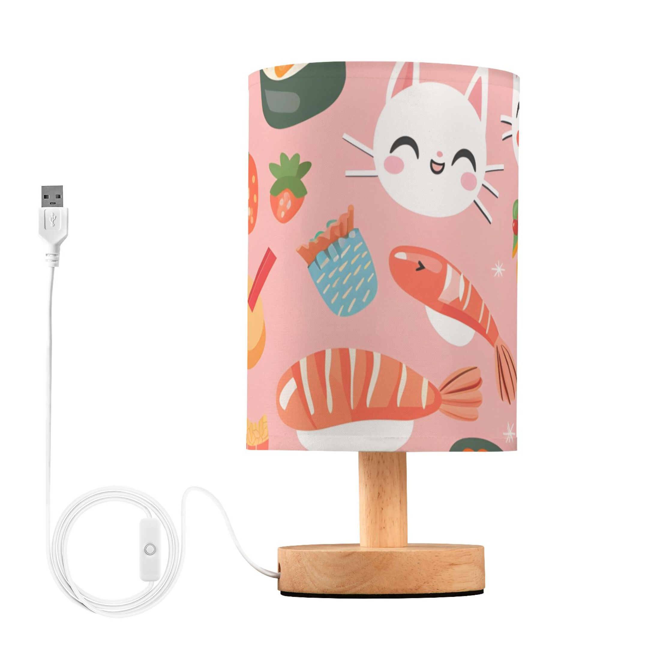 Cat Sushi Table Lamp USB Bedside Desk Nightstand Lamp Printed Gifts ...