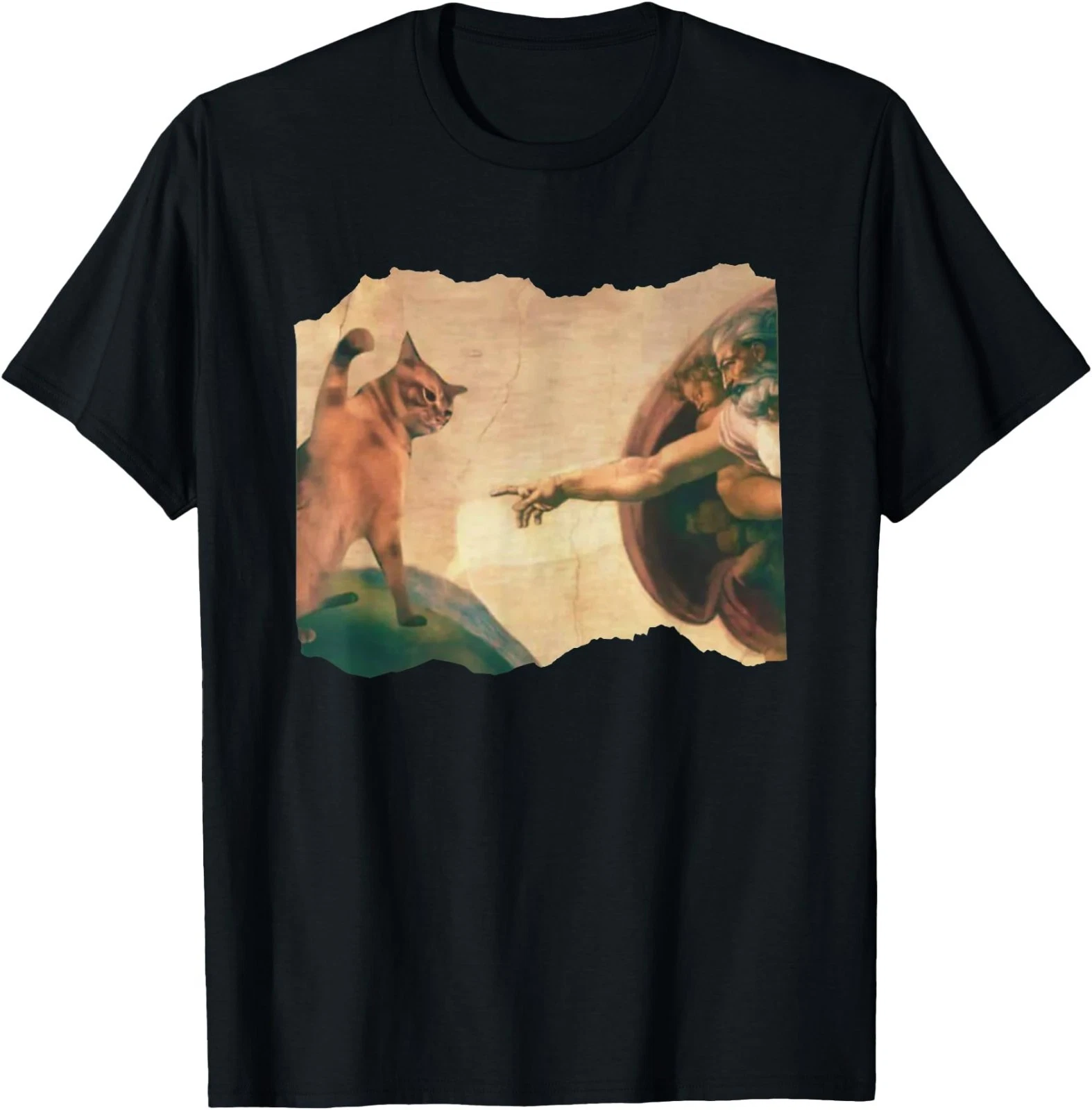 Cat Swatting God's Hand Parody Cat The Divine Swipe T-Shirt - Walmart.com