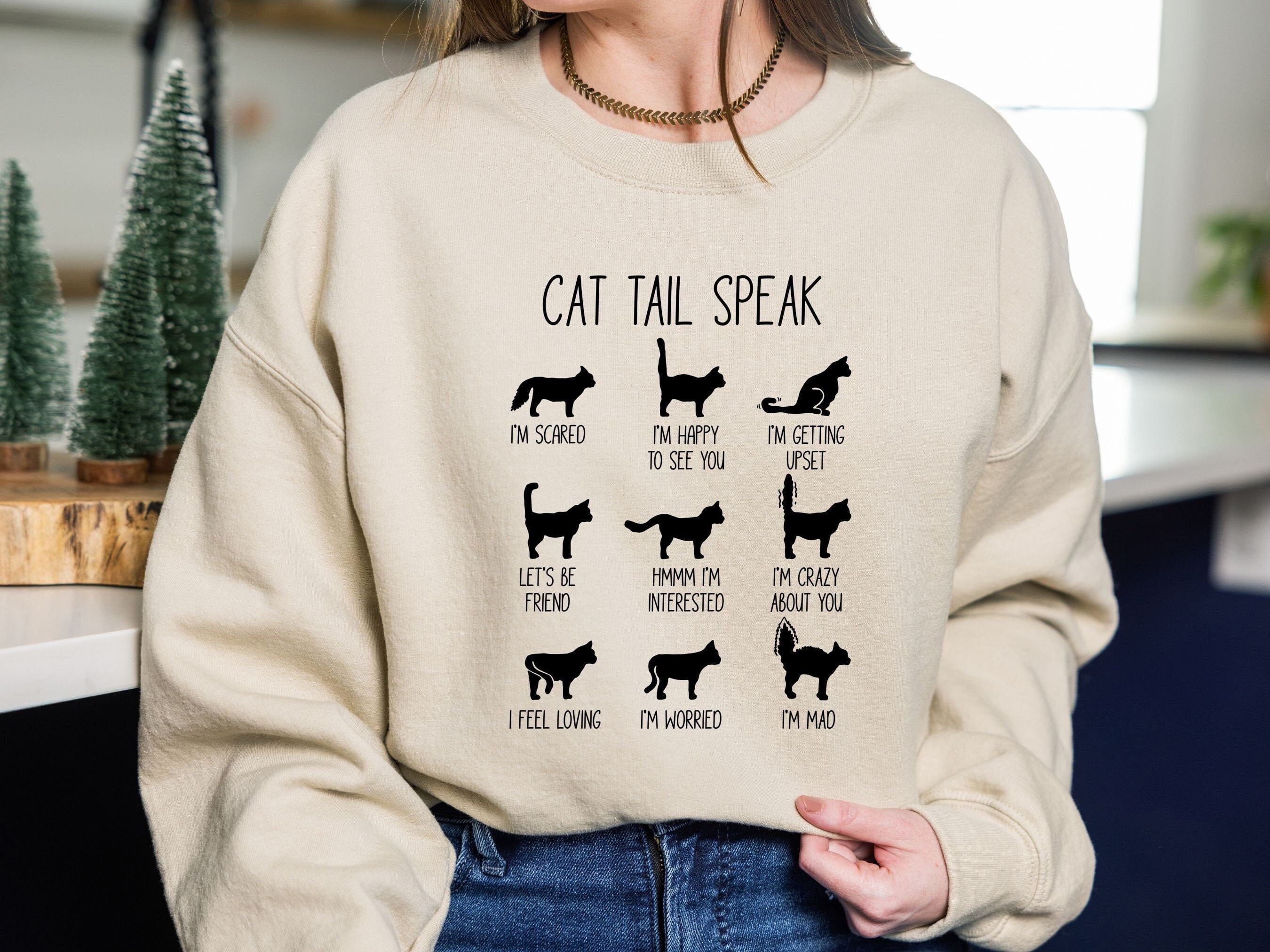 Cat Sweater, Cat Tail Speak Sweatshirt, Cat Lover Sweats, Cat Mom ...