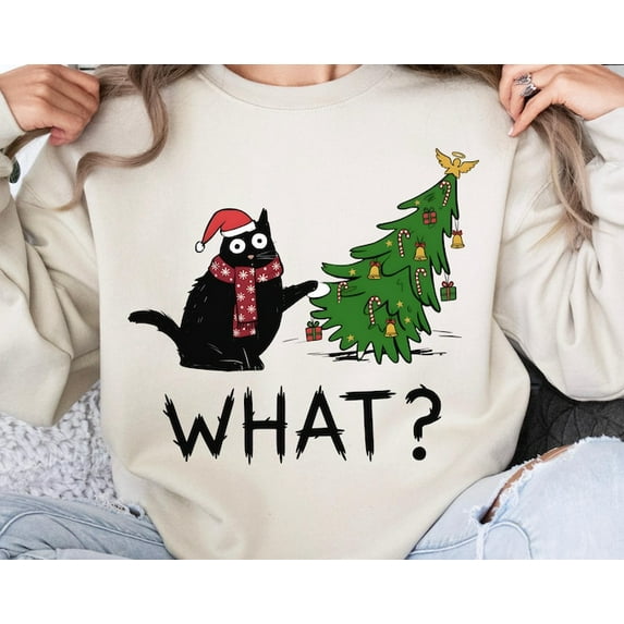 Cat Sweatshirt, What? Sweatshirt, Knocked Over Cute Cat Lover Hoodie ...