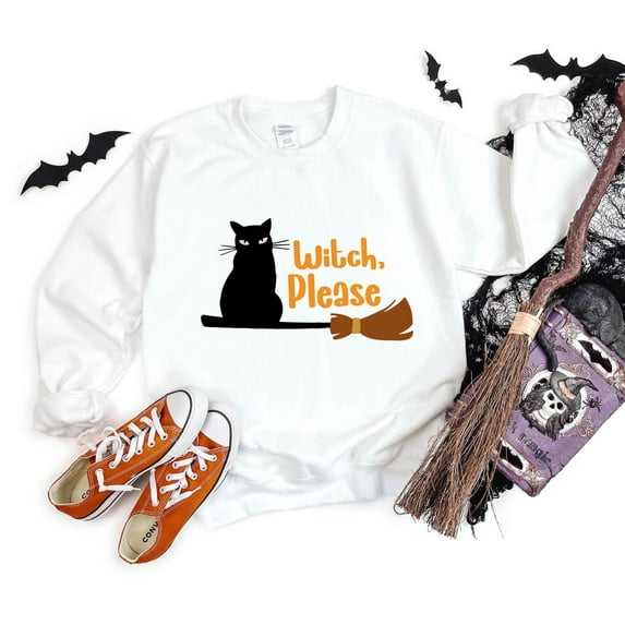 Cat Sweatshirt,Witch Sweatshirt,2025 Gift,Witch Please Sweatshirt,Black ...