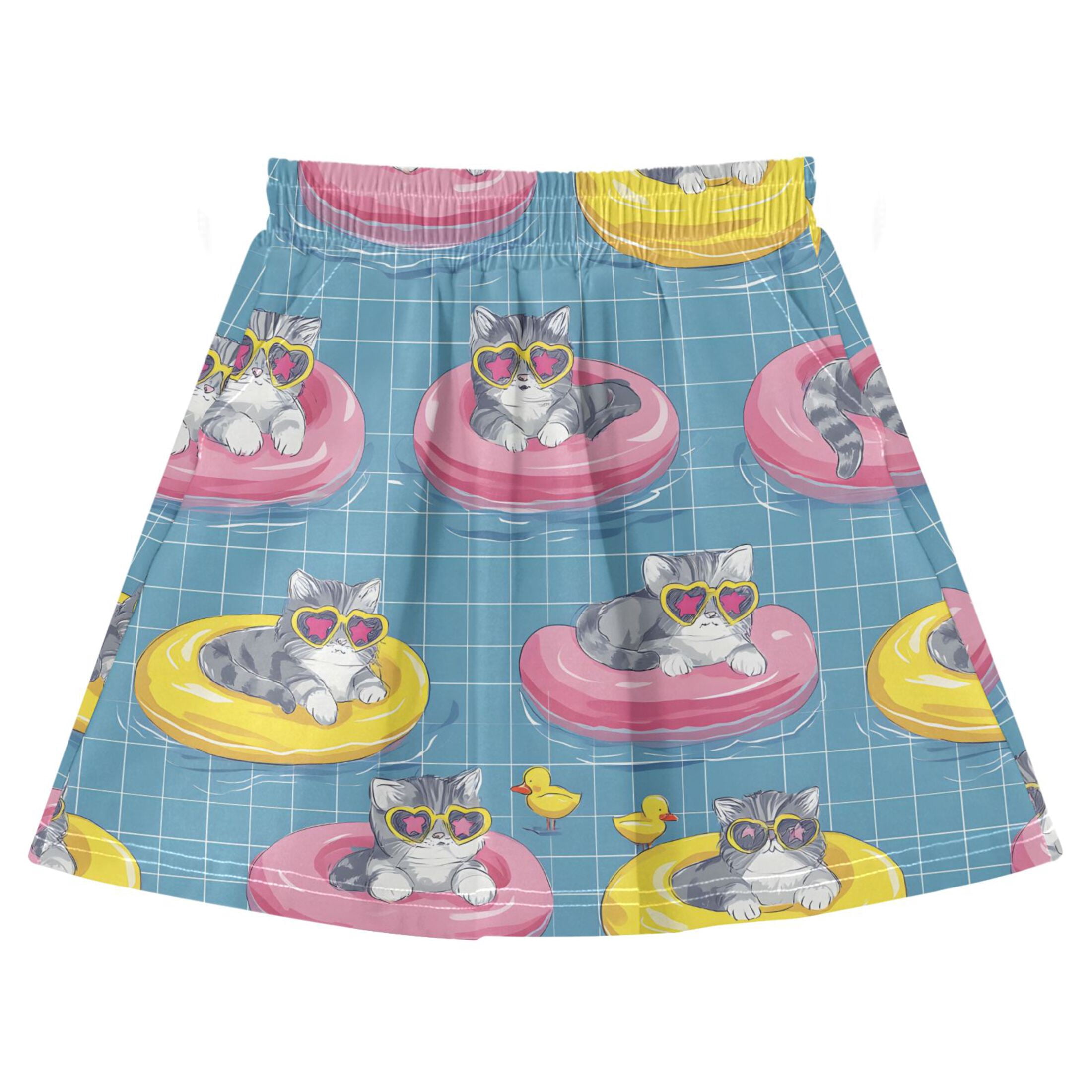 Cat Swimming Ring Athletic Skirt with Pockets and Built-in Shorts for 3 ...