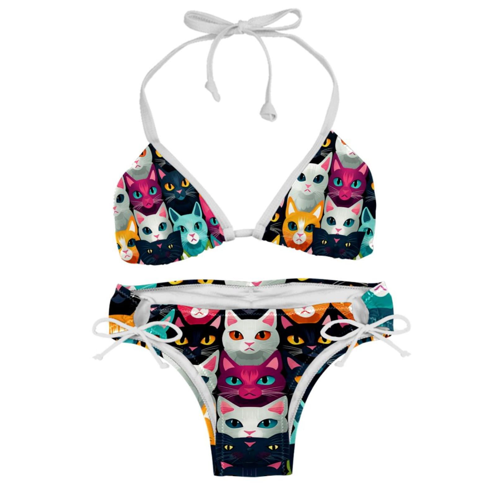Cat Swimming Suit Bikini Set Bikinis, Detachable Sponge, Adjustable ...
