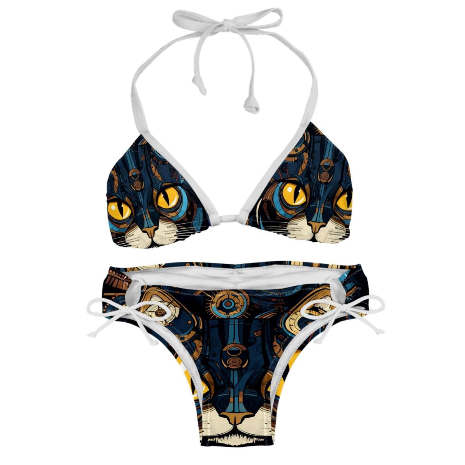 Cat Swimsuit Bikini Set with Detachable Sponge and Adjustable Strap ...
