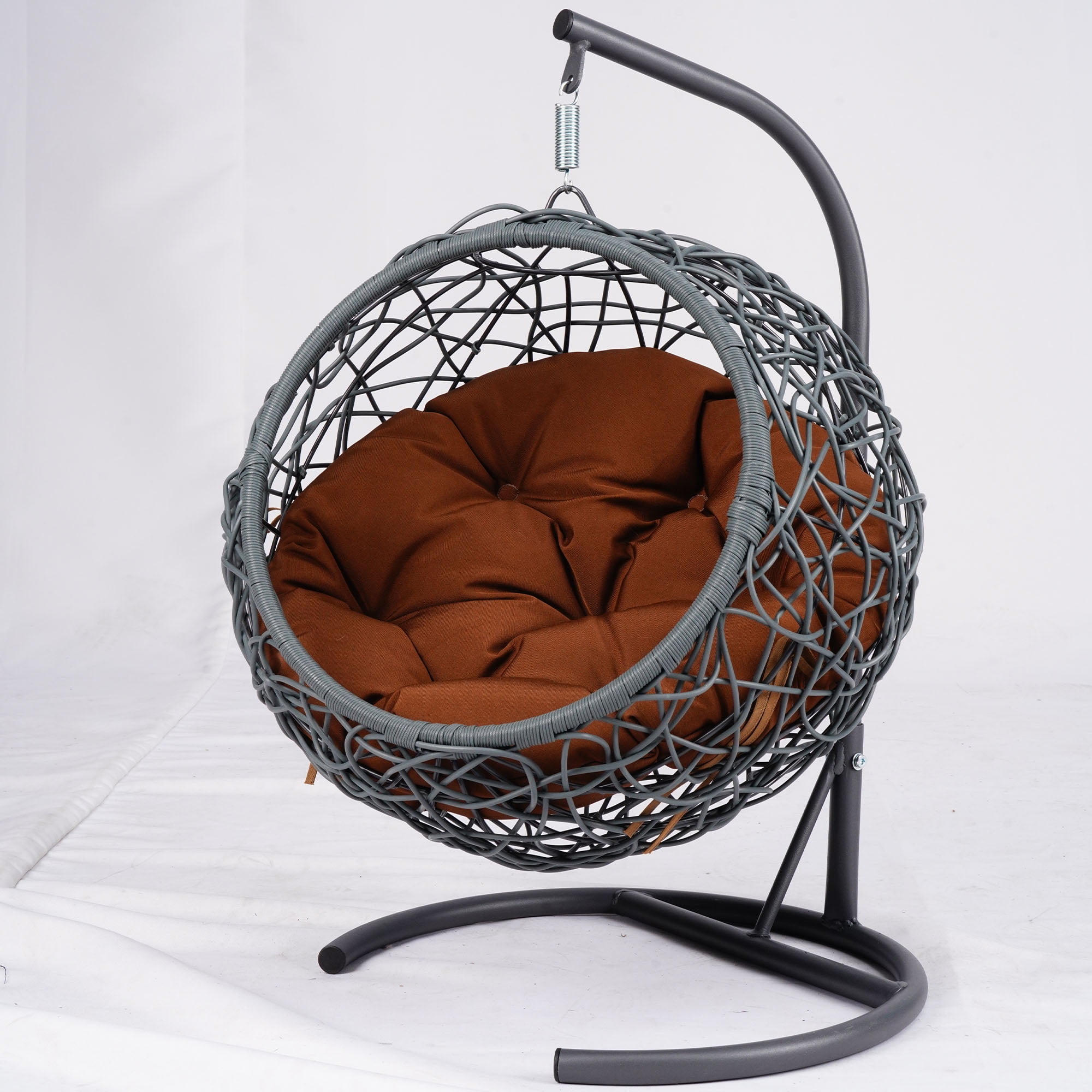 Cat Swing Bed with Stand & Cushion, Cat Egg Chair with Rattan Wicker ...