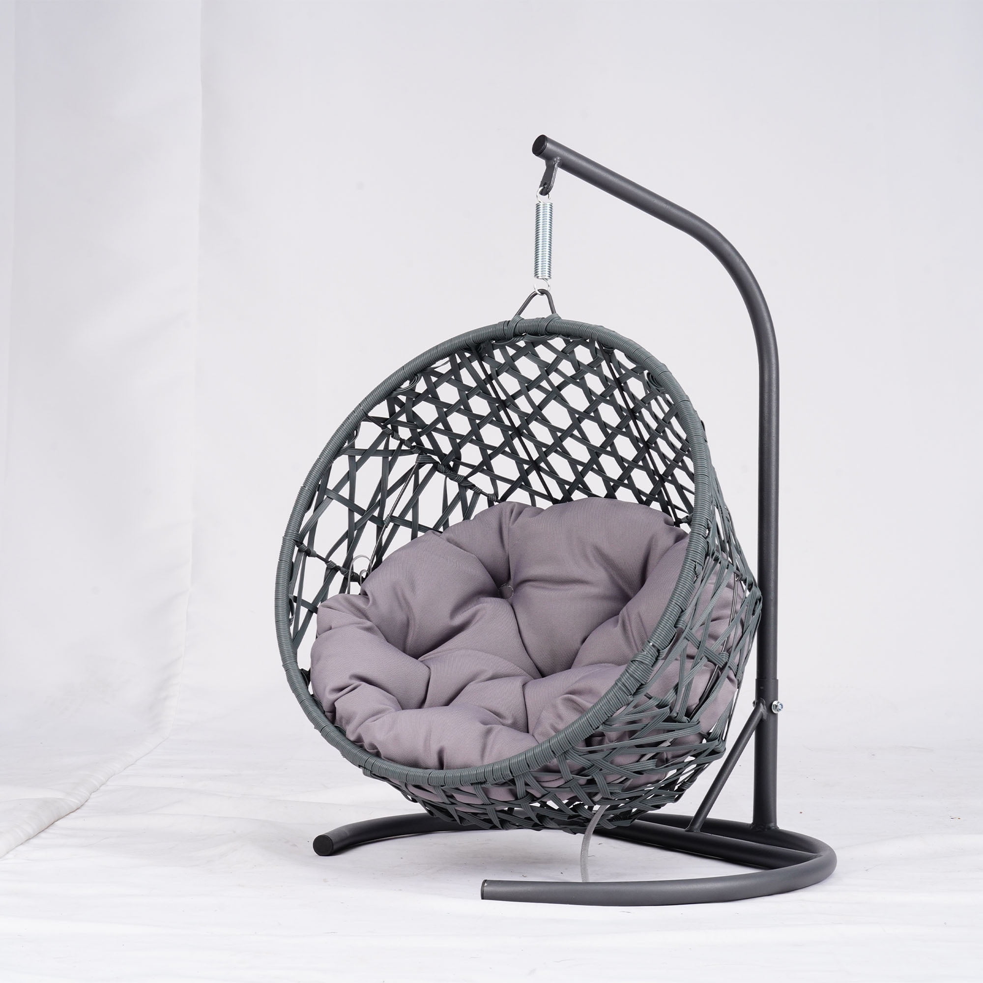 Cat Swing Bed with Stand & Cushion, Cat Egg Chair with Rattan Wicker ...