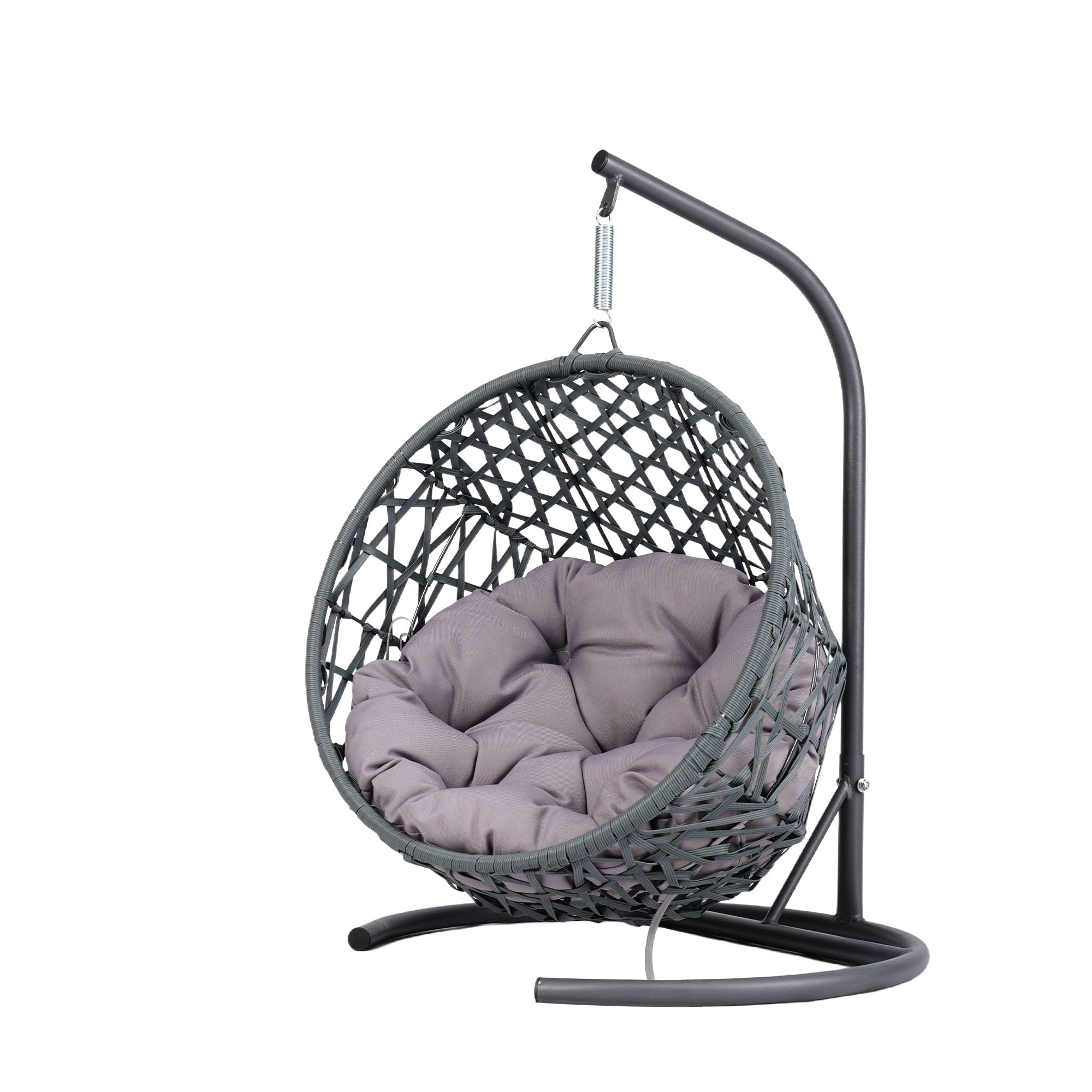 Cat Swing Bed with Stand & Cushion, Cat Egg Chair with Rattan Wicker ...