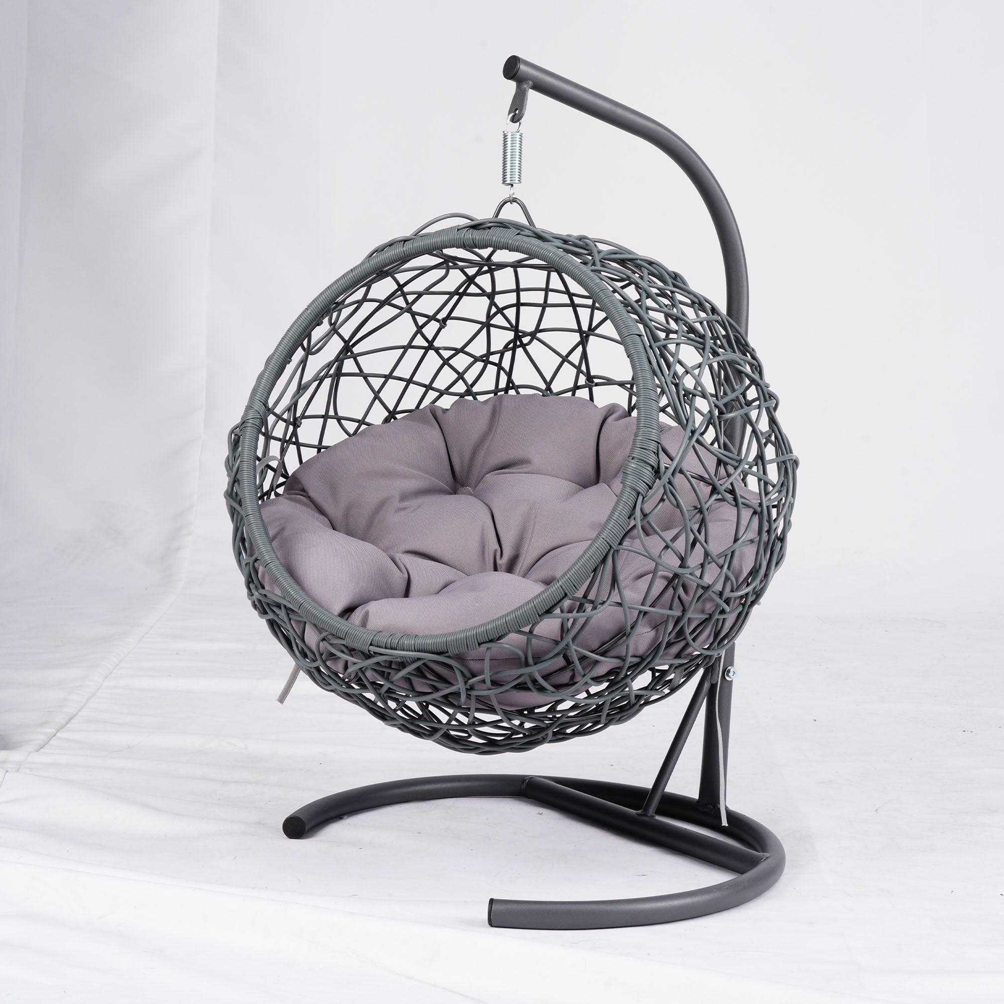 Cat Swing Bed with Stand & Cushion, Cat Egg Chair with Rattan Wicker ...