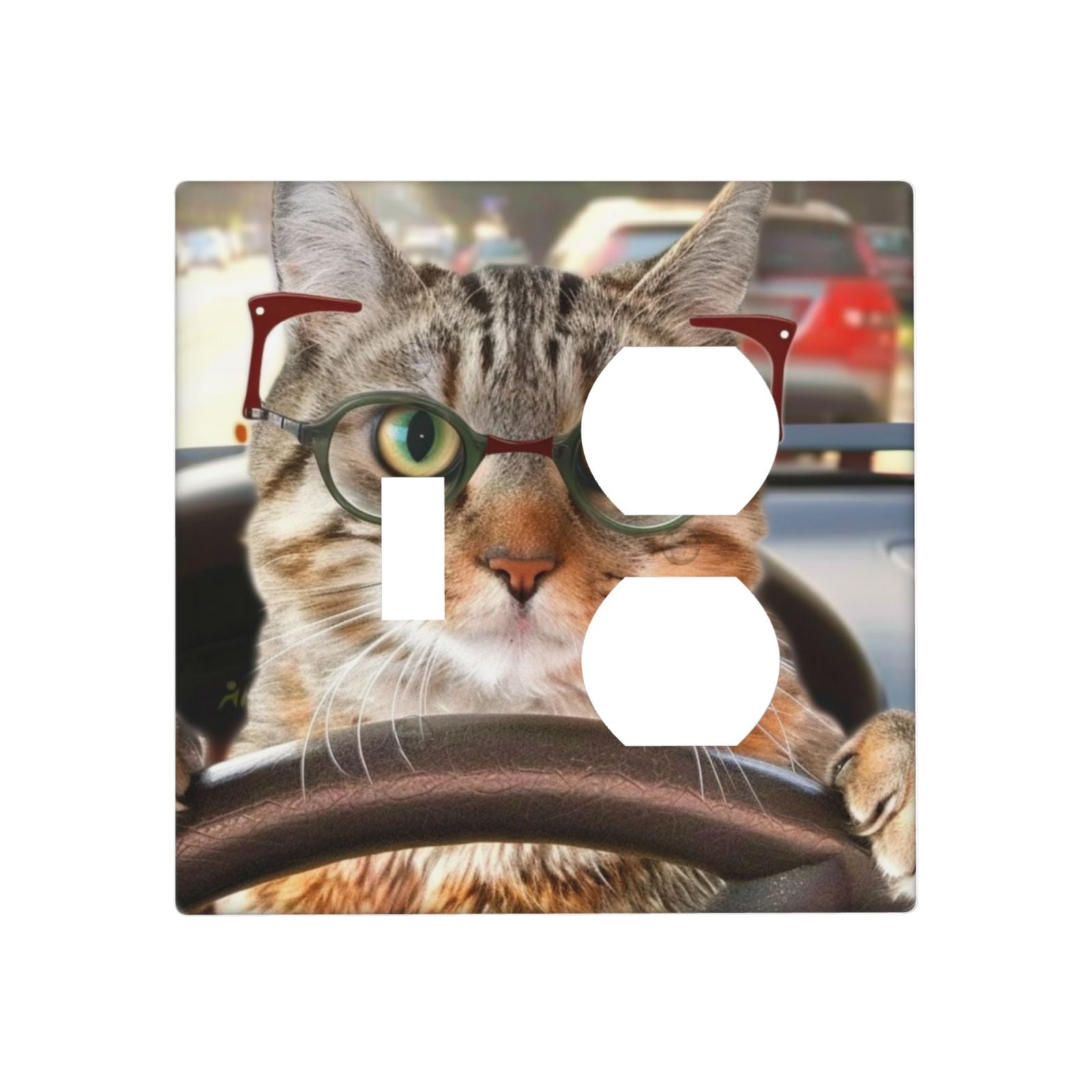 Cat Switch Cover Decorative Wall Plate / 2-Gang 1-Toggle 1-Duplex ...