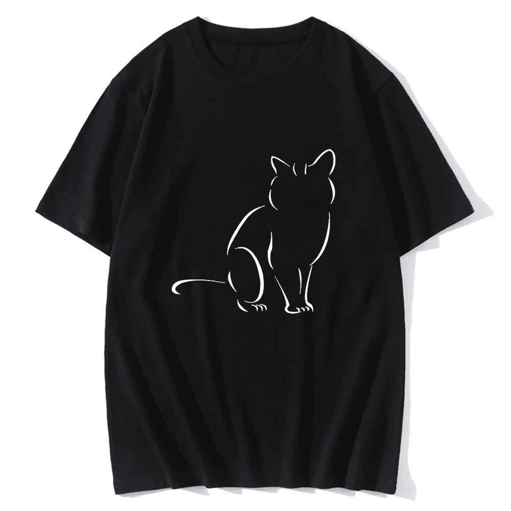 Cat T-Shirt Cat Graphic Shirts Unisex Simple Letter Graphic Printed ...