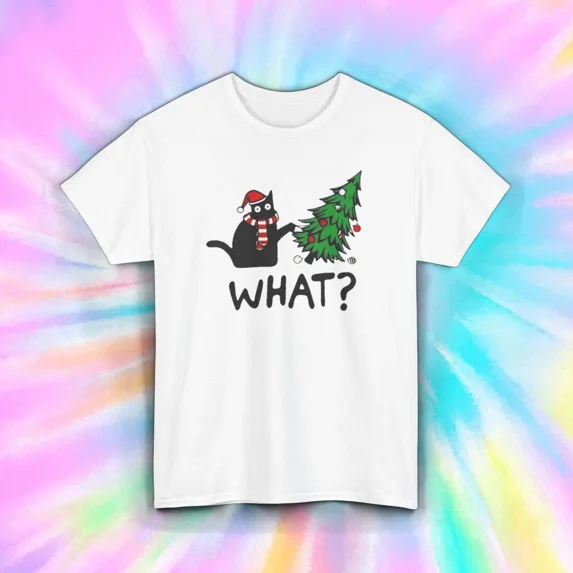 Cat T-Shirt Funny Holiday Gift What Tree Graphic - Walmart.com