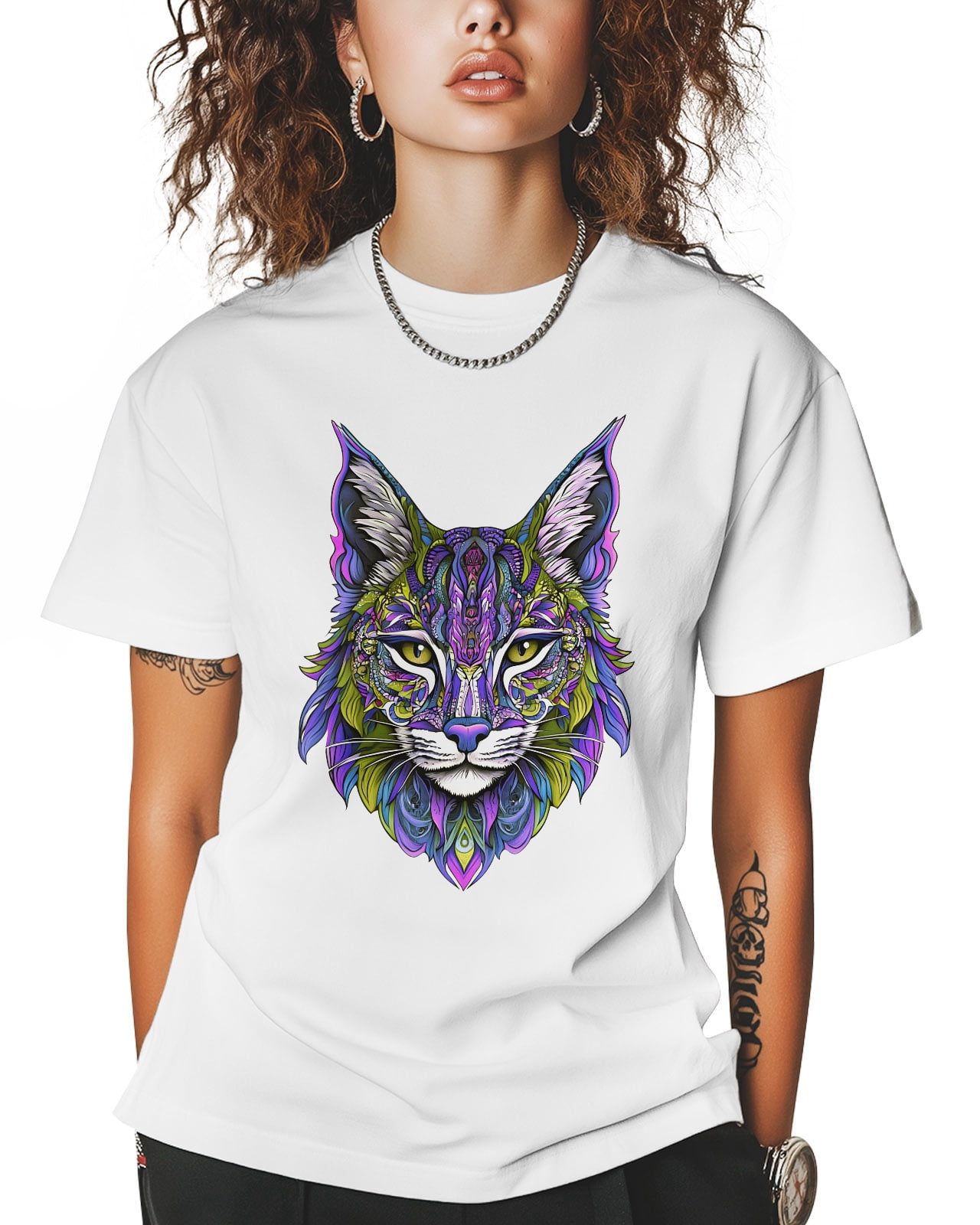 Cat T Shirts for Women Short Sleeve Cotton Crewneck T-Shirt Abstract ...