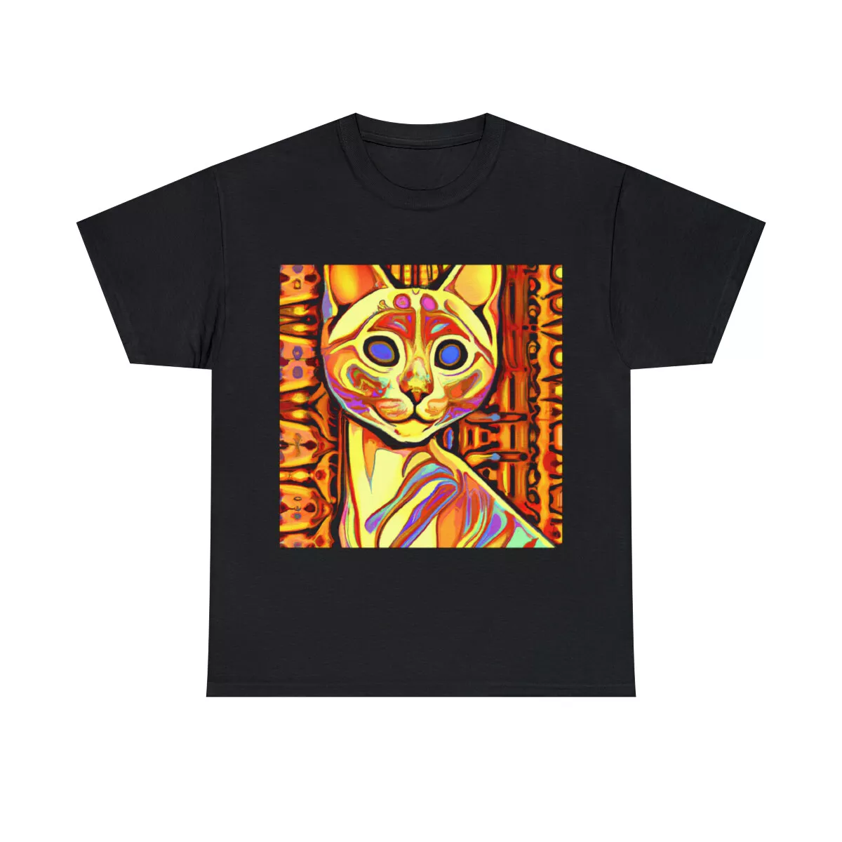 Cat T shirt Unisex Adult Art Tee Vibrant Kitten Feline 100% Cotton Pet ...