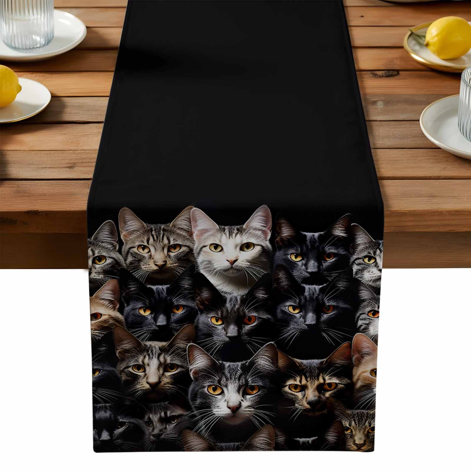 Cat Table Runner, Pet Animal Kitchen Table Runners Dress Scarves for ...