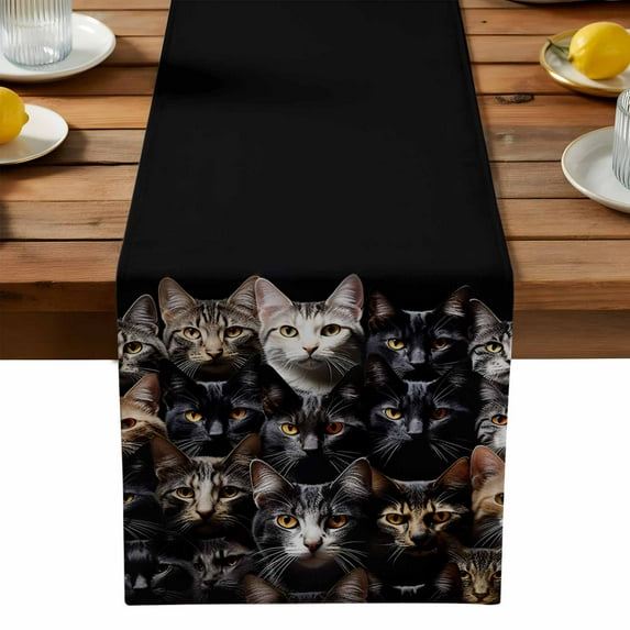 Cat Table Runner, Pet Animal Kitchen Table Runners Dress Scarves for Table Decorations Party ...