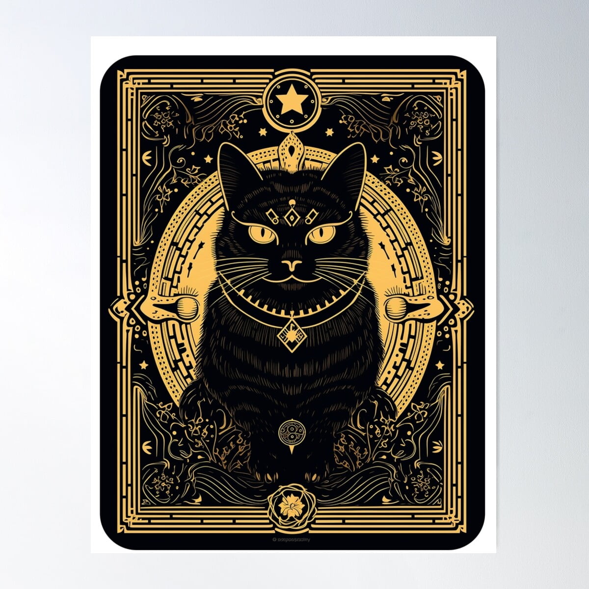 Cat Tarot Card Minimal Stricker Poster Wall Art, Modern Wall Decor For ...