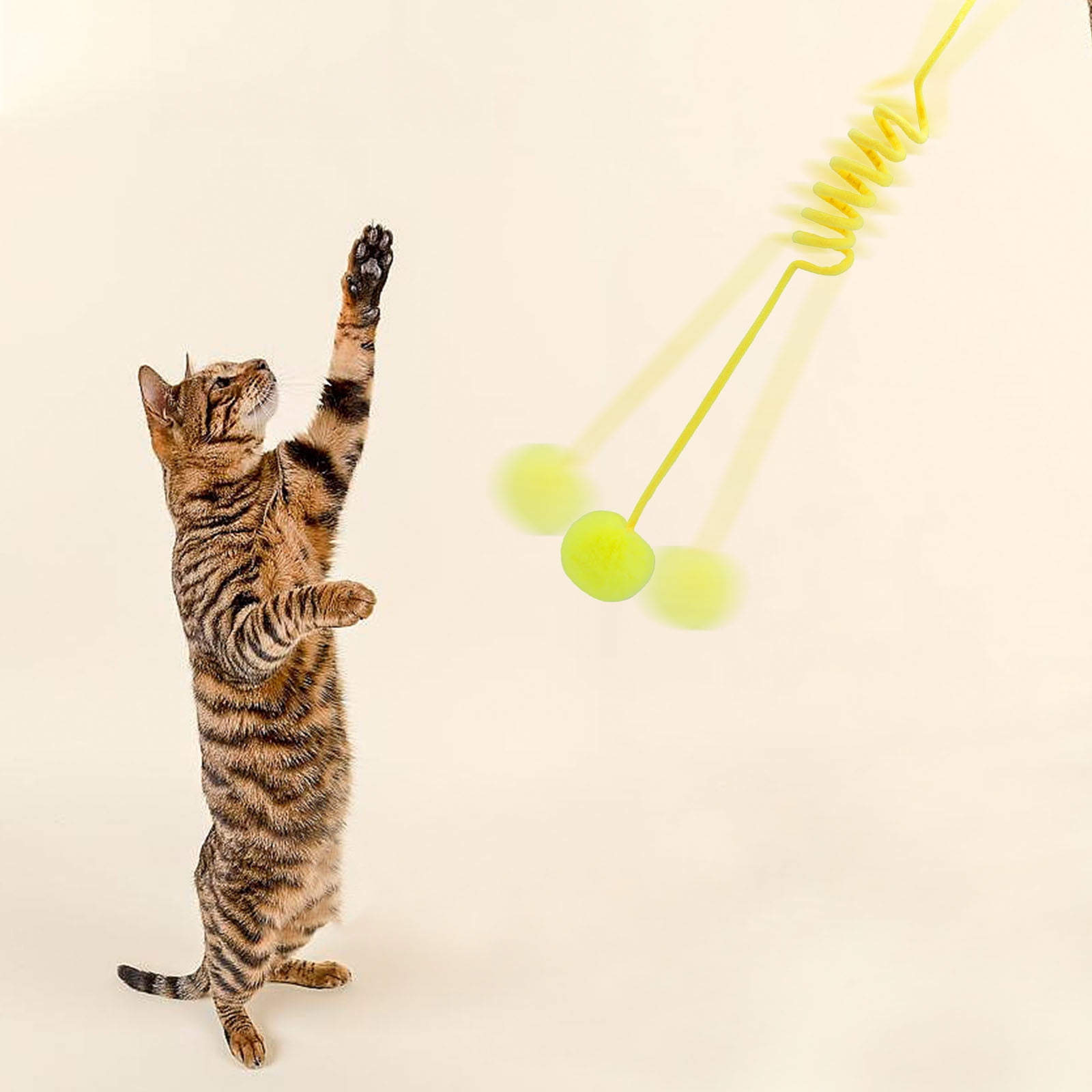 Cat Teaser Toy Hanging Interactive Play Stick | Elastic Adjustable Rope ...