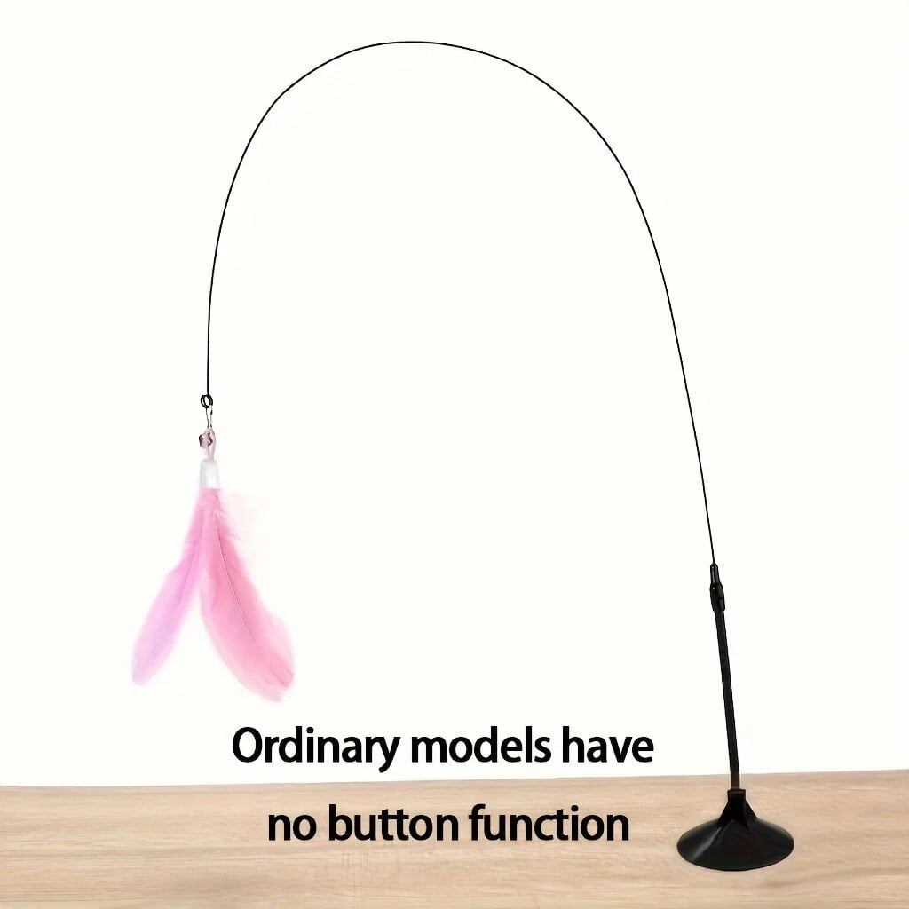 Cat Teaser Toy - Interactive Bell & Feather Wand - Long Suction Cup ...