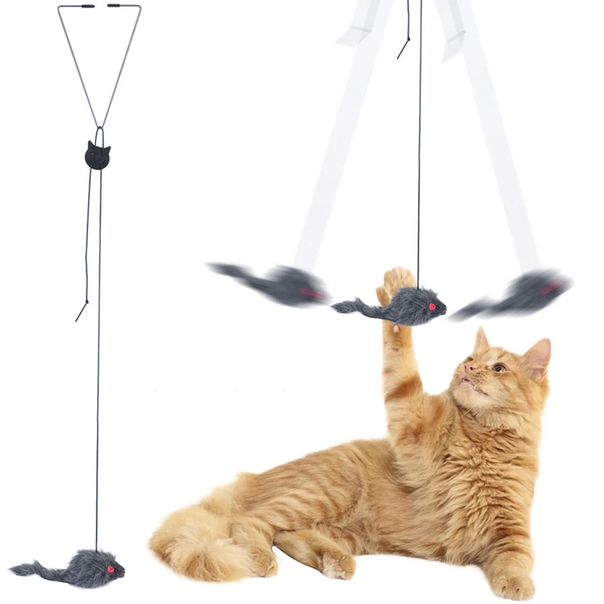 Cat Teaser Toy Interactive Hanging Mice Playing Training Catcher Cat ...