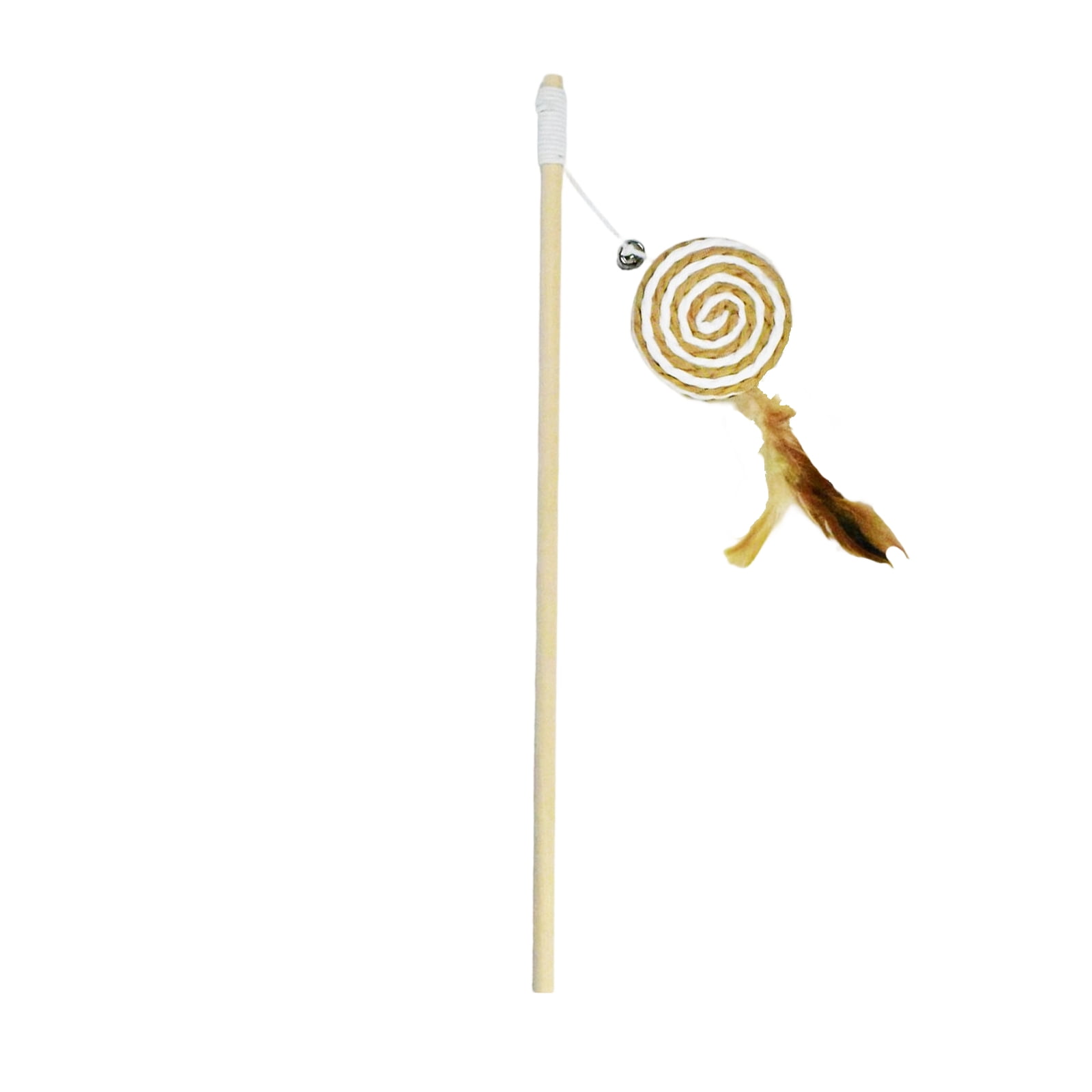 Cat Teaser Wand Toy With Natural Wooden Stick Spiral And Feather Tail ...