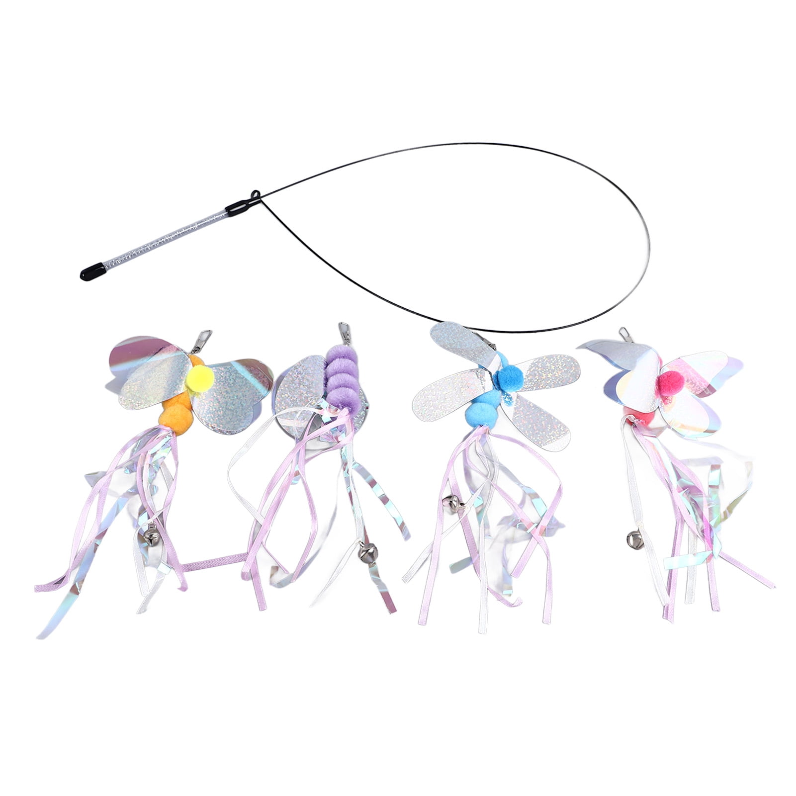 Cat Teaser Wand Toys Fun Interactive Cat Teaser Stick with 4pcs ...