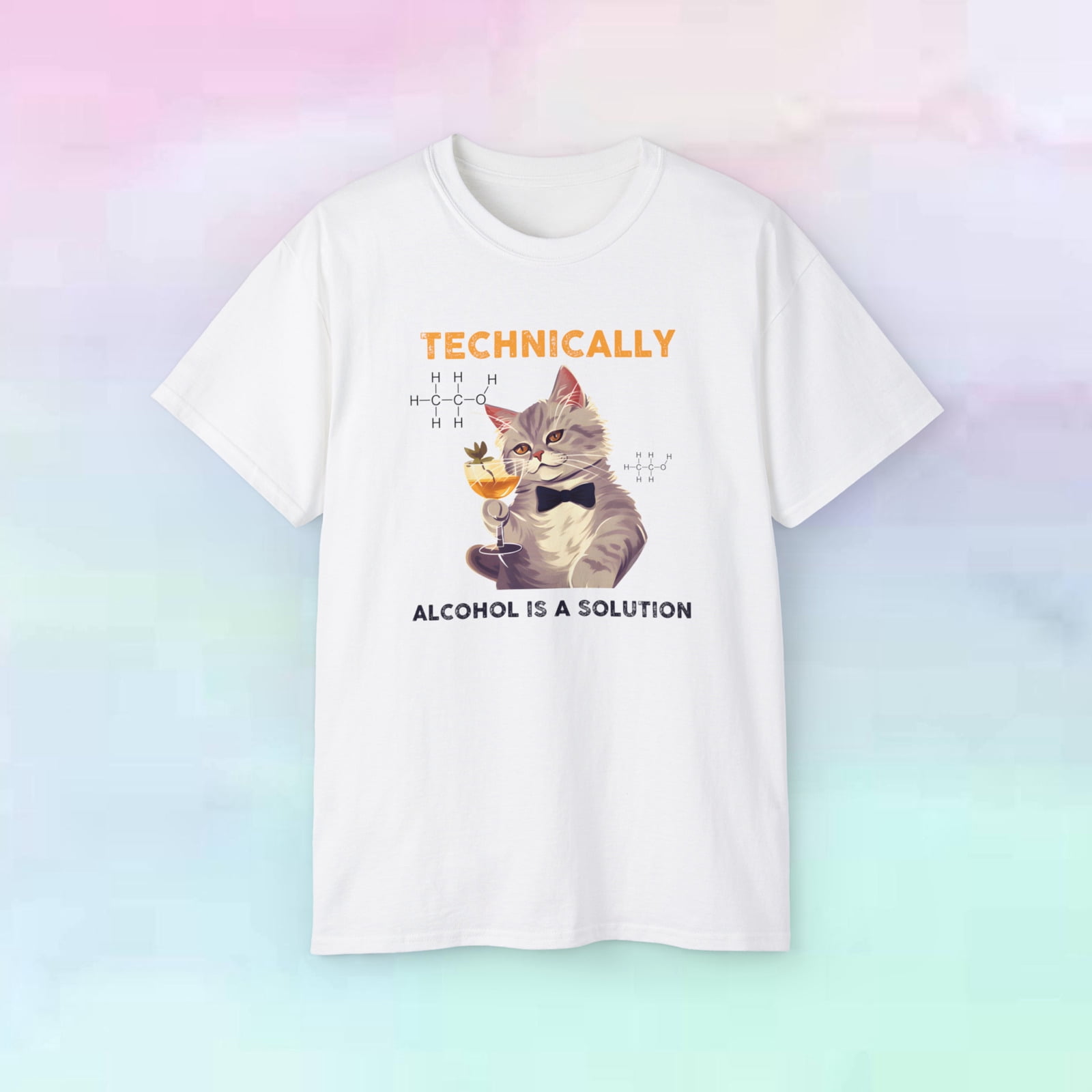 Cat Technically Alcohol Is A Solution Funny Unisex Jersey Short Sleeve ...