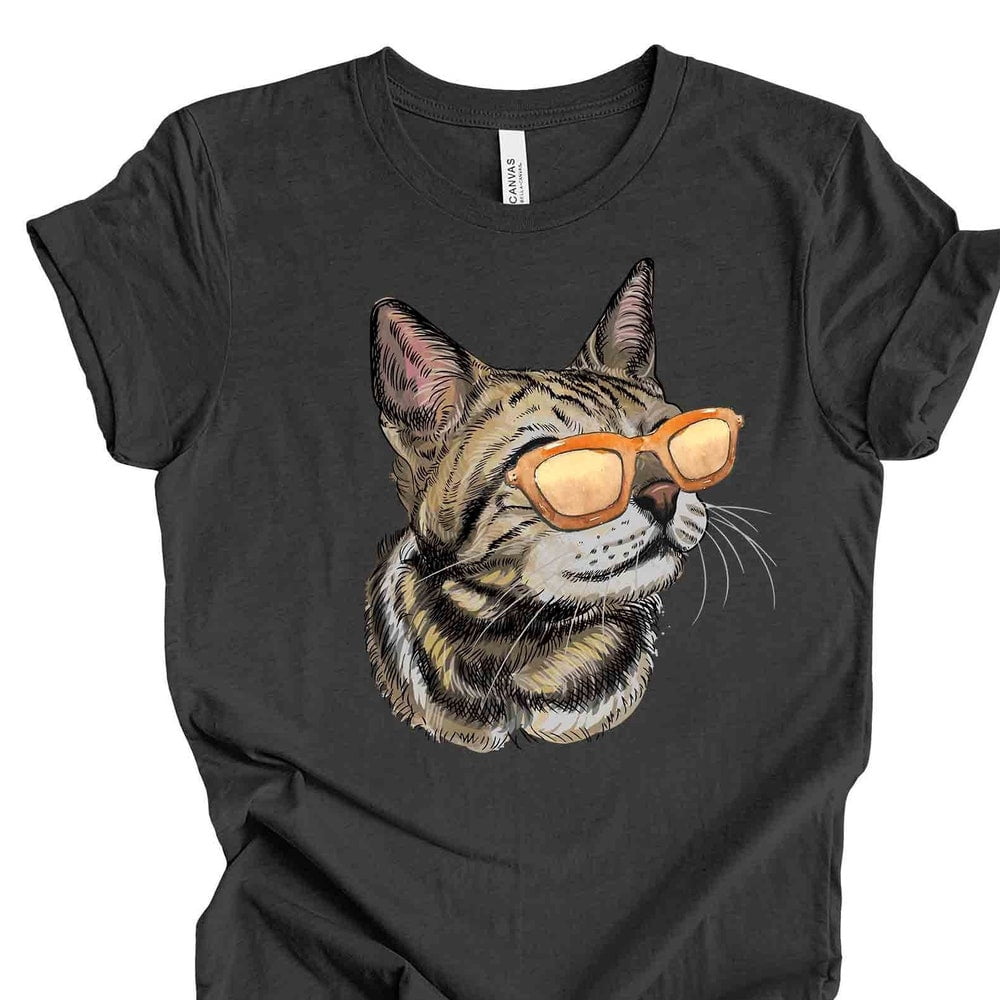 Cat Tee, Super Cute Tabby Cat With Sunglasses, Cat With Sunglasses ...