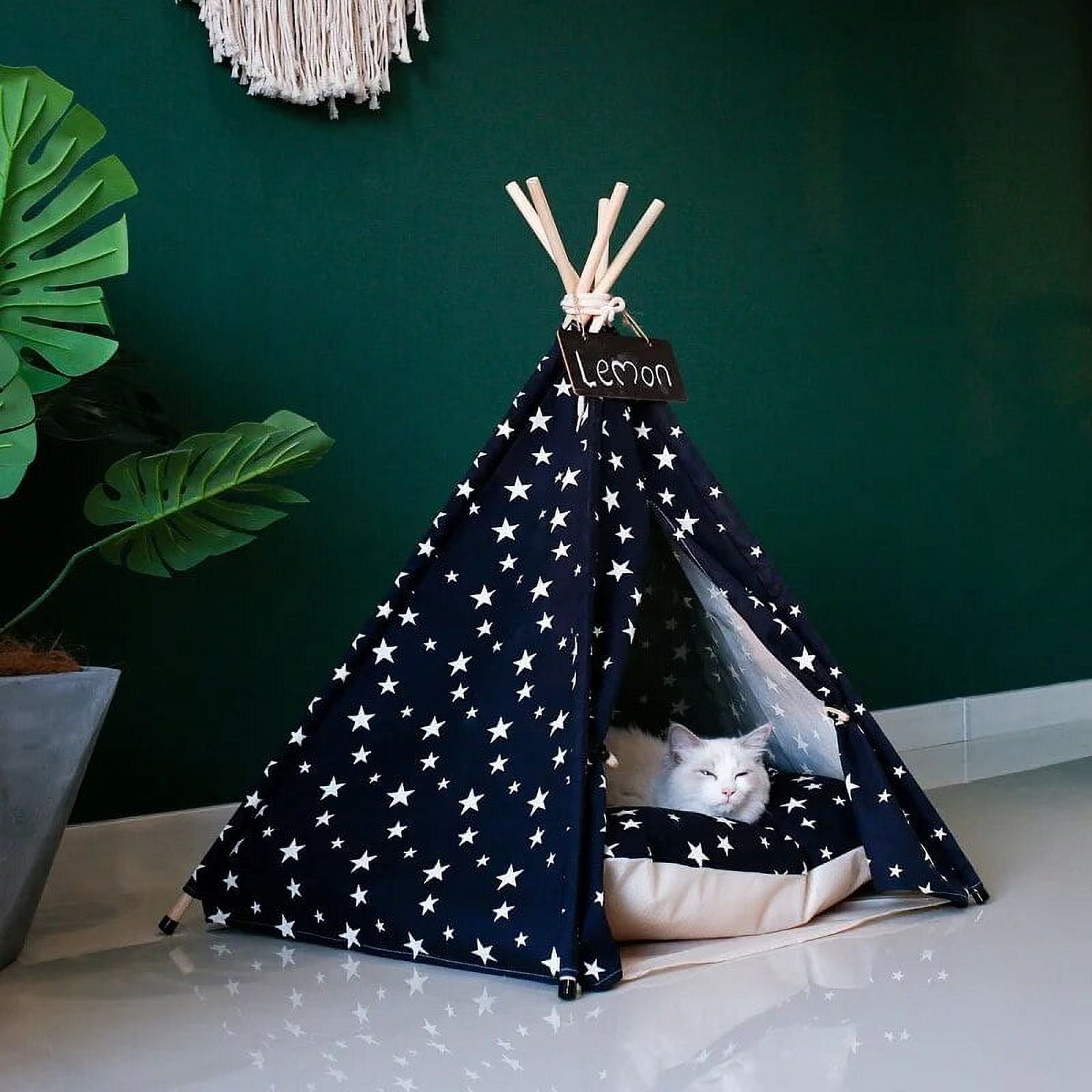 Cat Teepee Bed Dog House Canvas Pet Tent Indoor Outdoor Portable Puppy ...