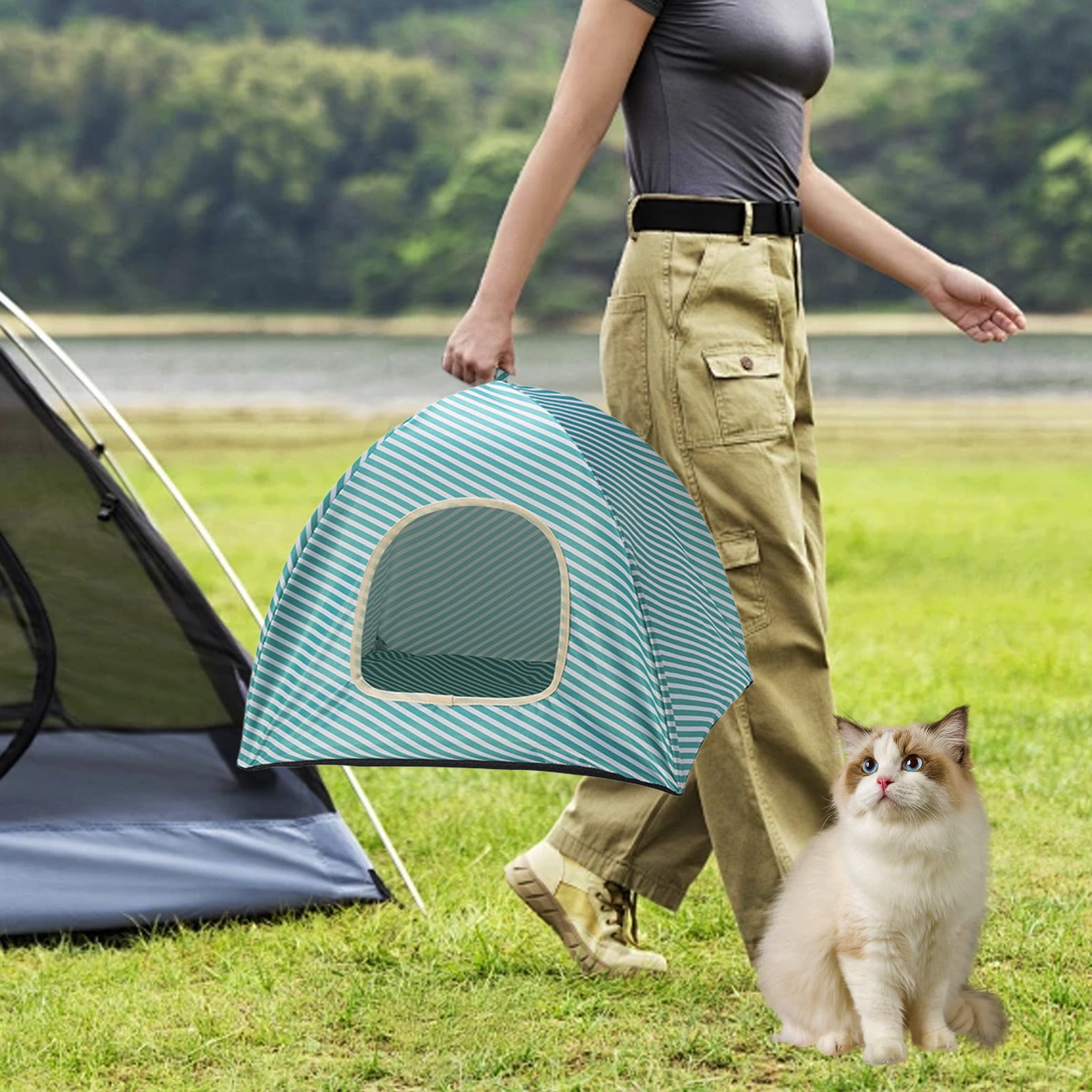 Cat Tent House | Pet Teepee Cave Bed | Portable Foldable Indoor Outdoor ...