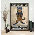 Cat Thats What I Do I Ski And I Know Things Poster Home Decor Vintage ...