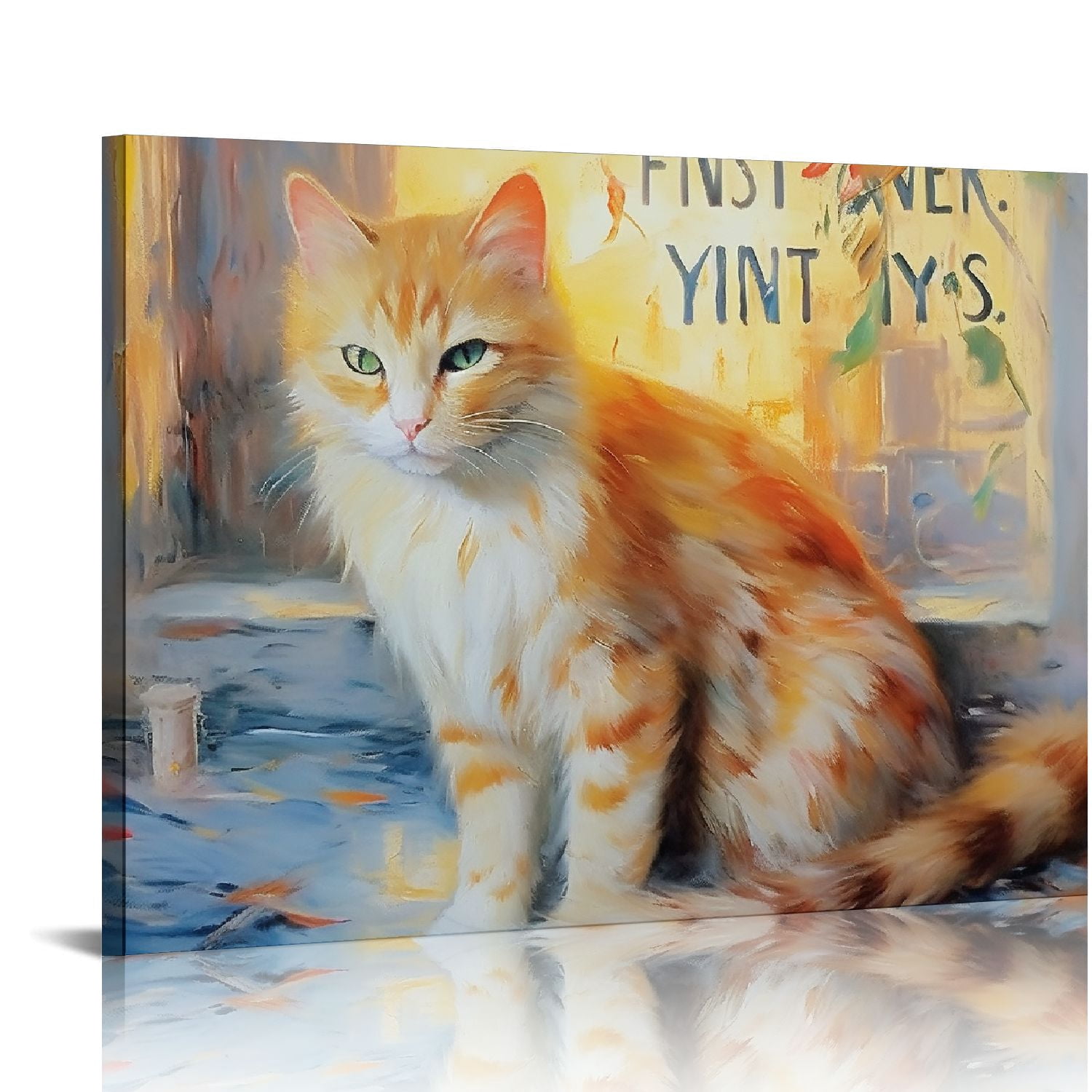 Nawypu Cat Themed Canvas Wall Art Time Spent with Cat Charming and ...