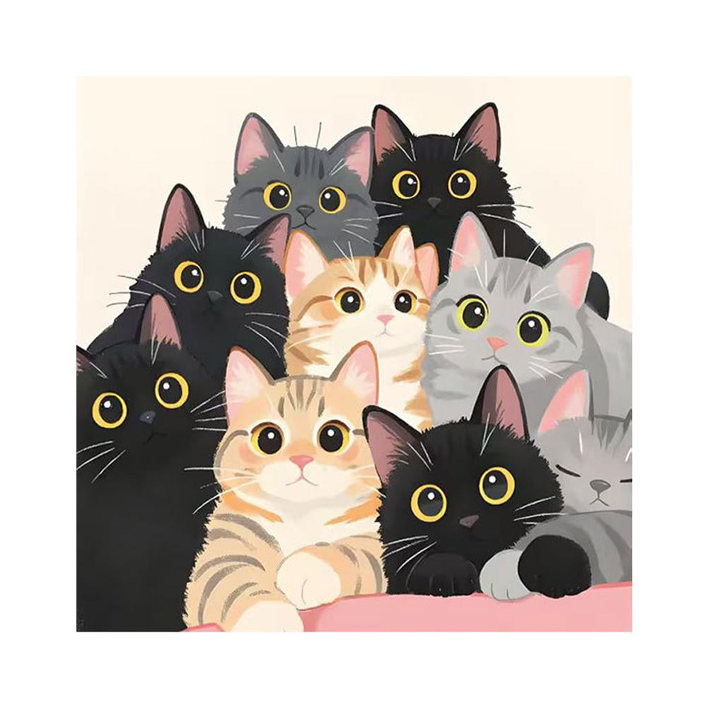 Cat-Themed Diamond Art Painting Set with Oil Canvas and Acrylic ...