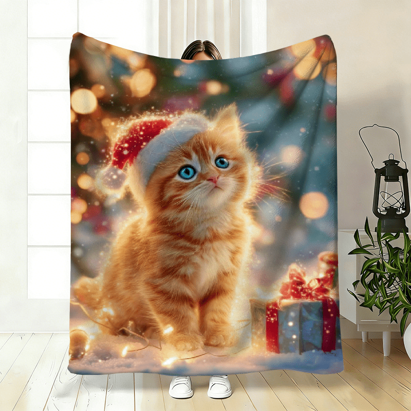 Cat-Themed Gift Design Blanket, Soft Cozy Flannel Throw for Travel ...