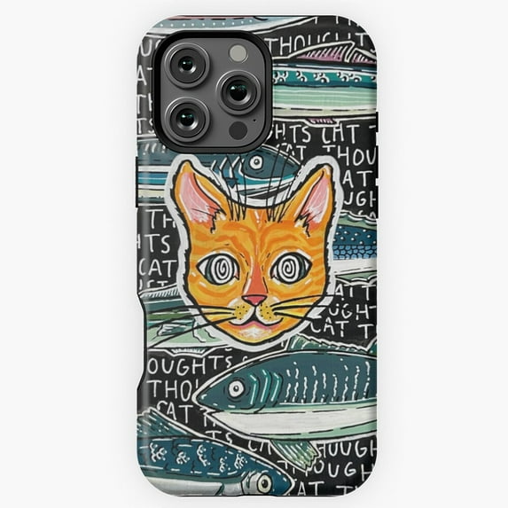 Cat Thoughts Minimal Whimsical Cartoon Pet Illustration Art Phone Case ...