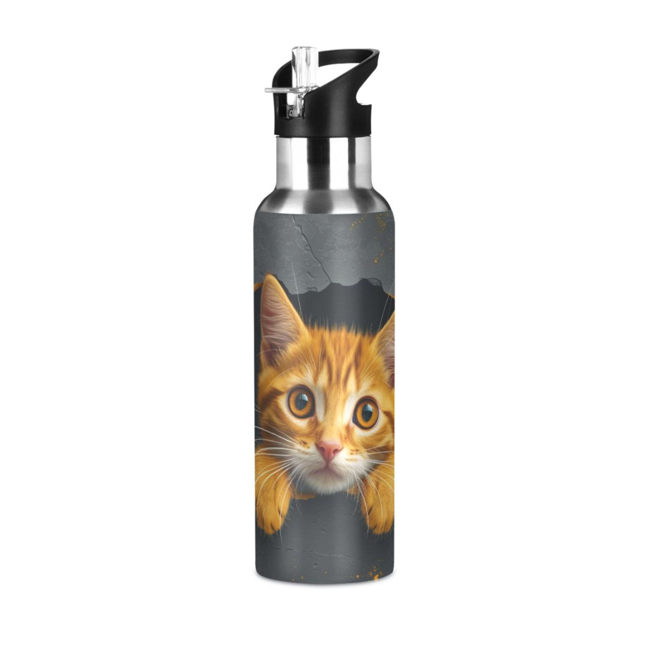 Cat Through in The Wall Water Bottles Insulated Thermos Kids Stainless ...