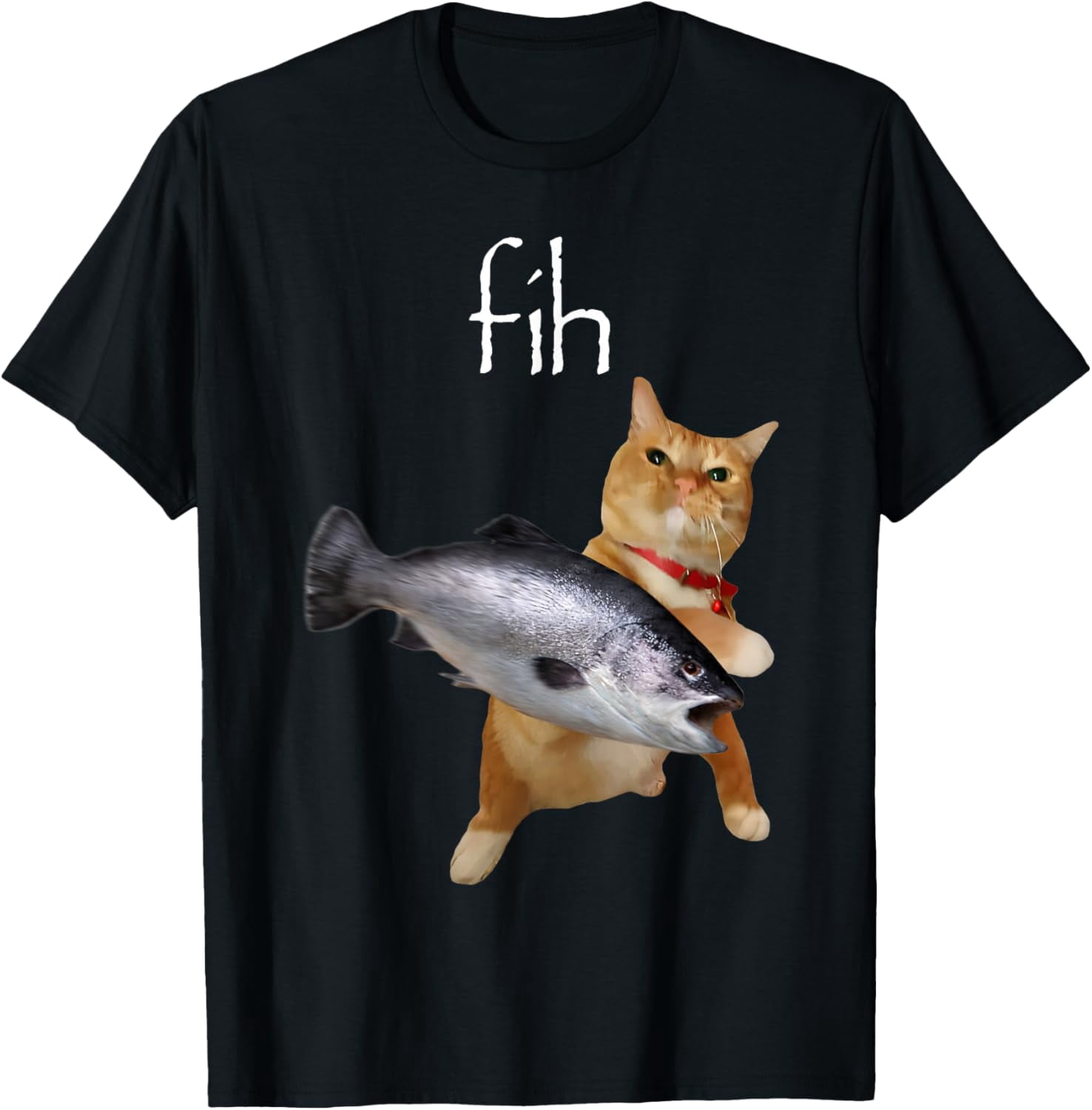 Cat Throwing Fish Misspelled Meme Funny Fih Humor Men T-Shirt - Walmart.com