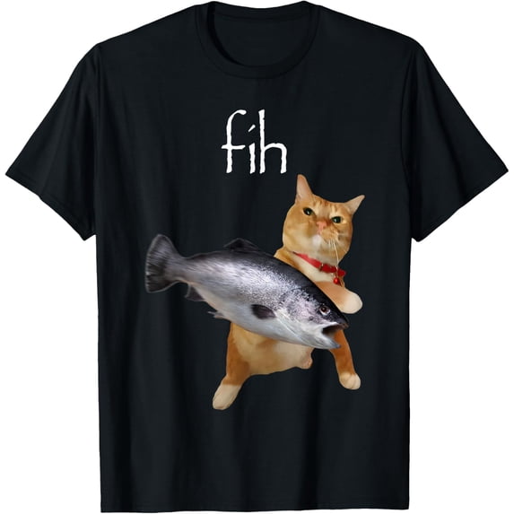 Cat Throwing Fish Misspelled Meme Funny Fih Humor Men T-Shirt - Walmart.com