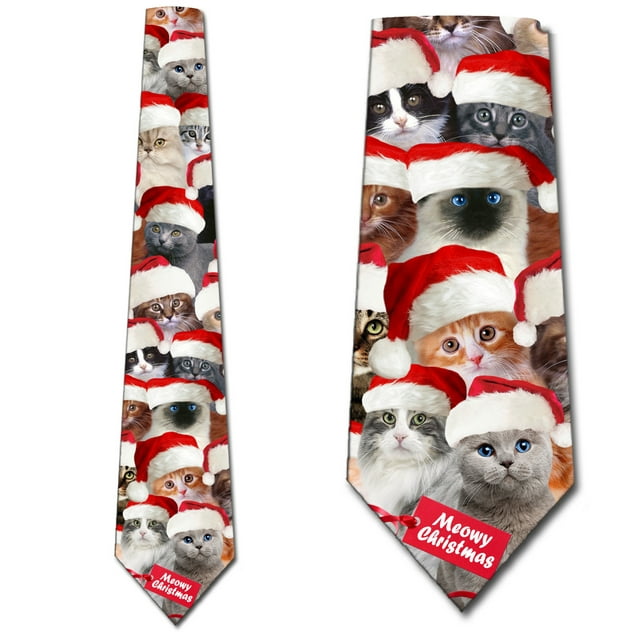 Cat Ties Mens Meowy Christmas Necktie by Three Rooker - Walmart ...