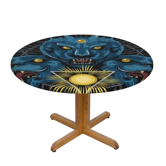 Cat Tiger Panther Jaguar Head Fitted Round Tablecloth 90cm with Elastic ...