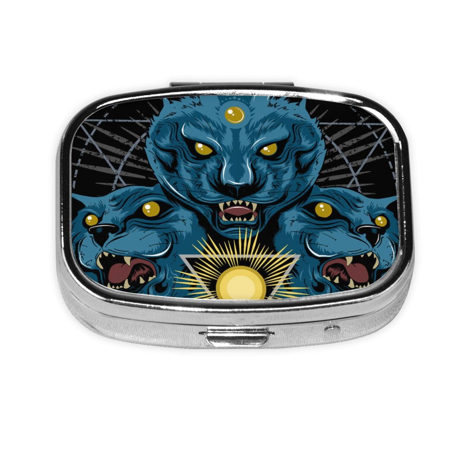 Cat Tiger Panther Jaguar Head Square Pill Box 2 Compartment Pill Case ...